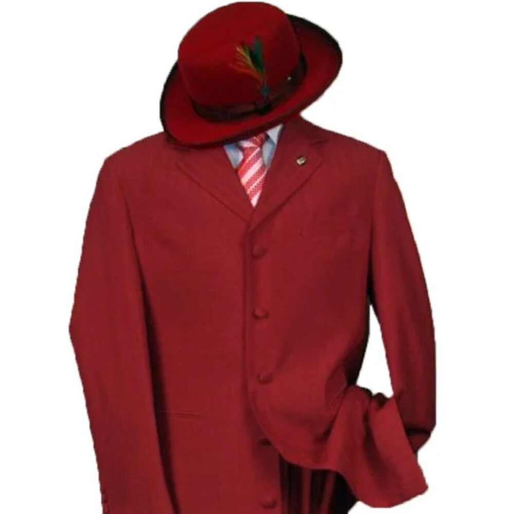 "Burgundy Zoot Suit For Men - 2pc Classic Long Fashio… - Gem